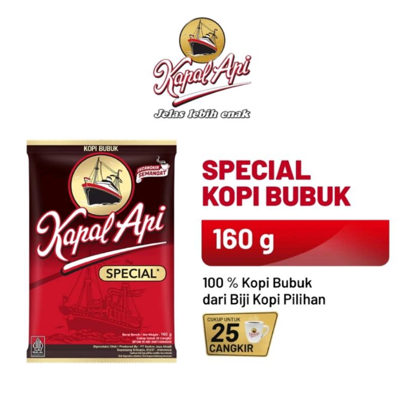 Jual Kapal Api Kopi Kapal Api Special 160gr/150gr (Untuk 25 Cangkir ...