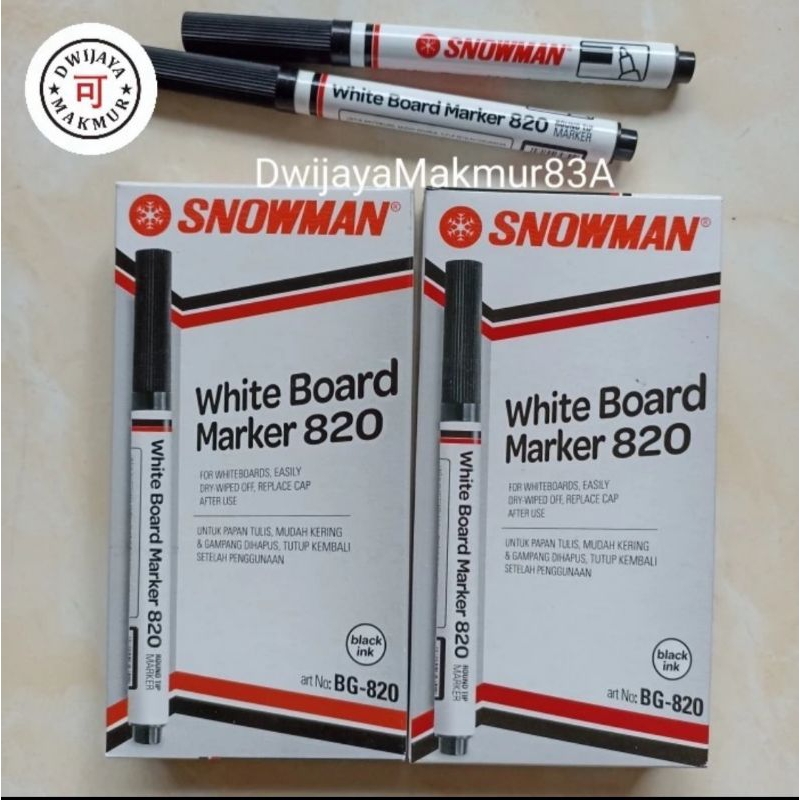 Jual Snowman Spidol WhiteBoard Marker 820 Hitam/Biru/Merah (12pcs ...