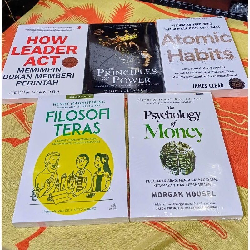 Jual paket 5 buku how leader act atomic habits the principles of power the psychology of money ...