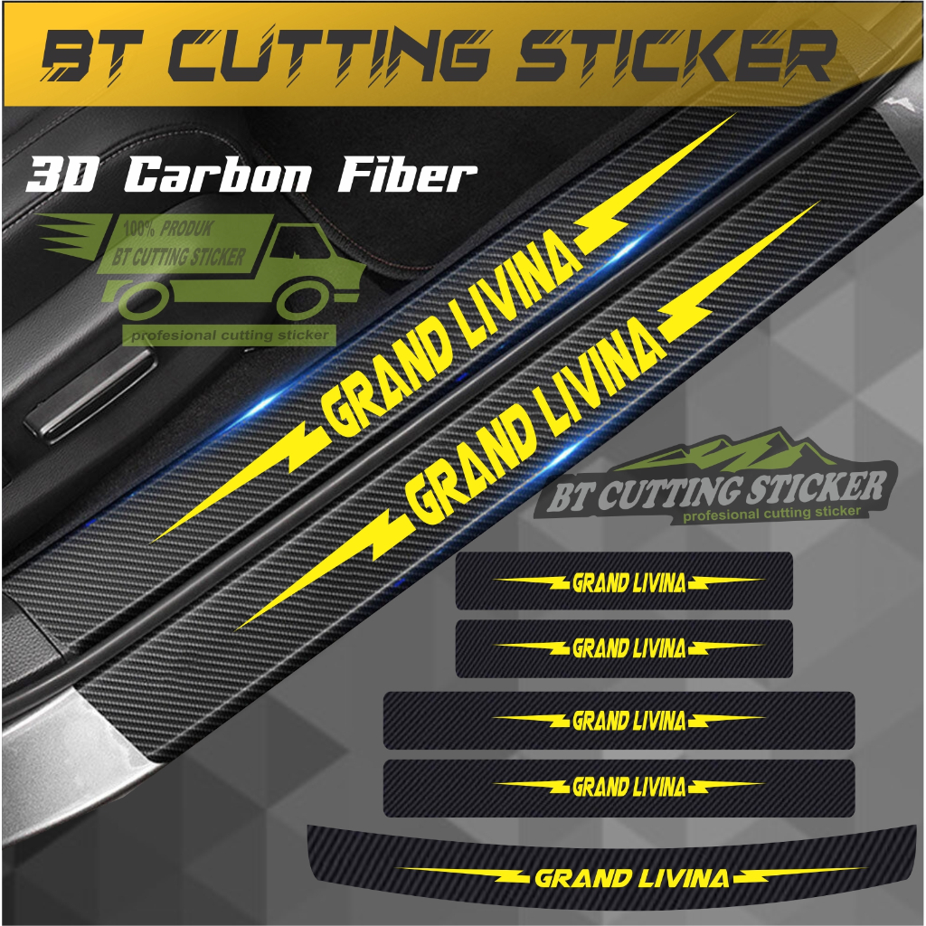 Jual 5 pcs sticker carbon 3D sticker mobil grand livina stiker livina ...