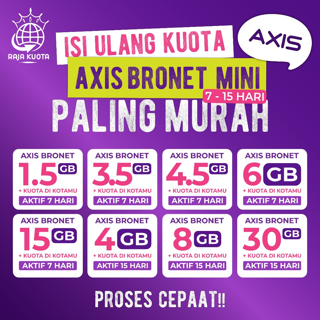 Jual AXIS BRONET MINI Tembak Isi Ulang Kuota Data Masa Aktif 7 Hari ...