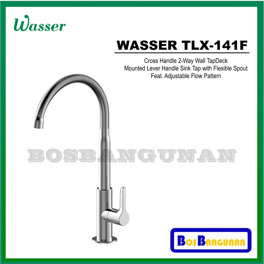 Jual Kran Dapur WASSER TLX141F / Keran Sink Flexible WASSER Kuningan ...