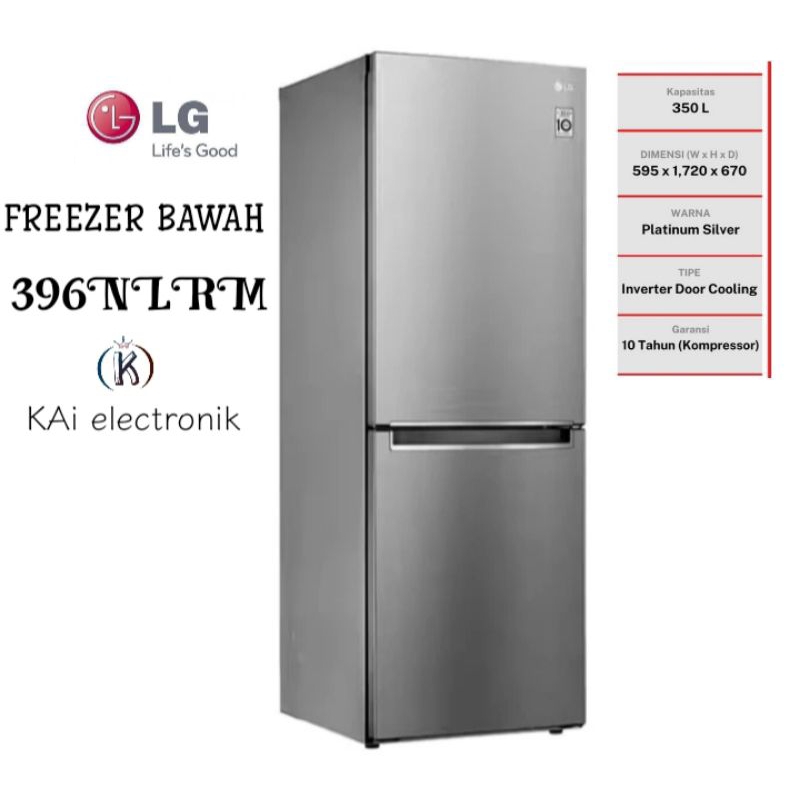 Jual KULKAS LG 2 pintu FREEZER BAWAH GC-B396NLRM smart inverter | Shopee Indonesia