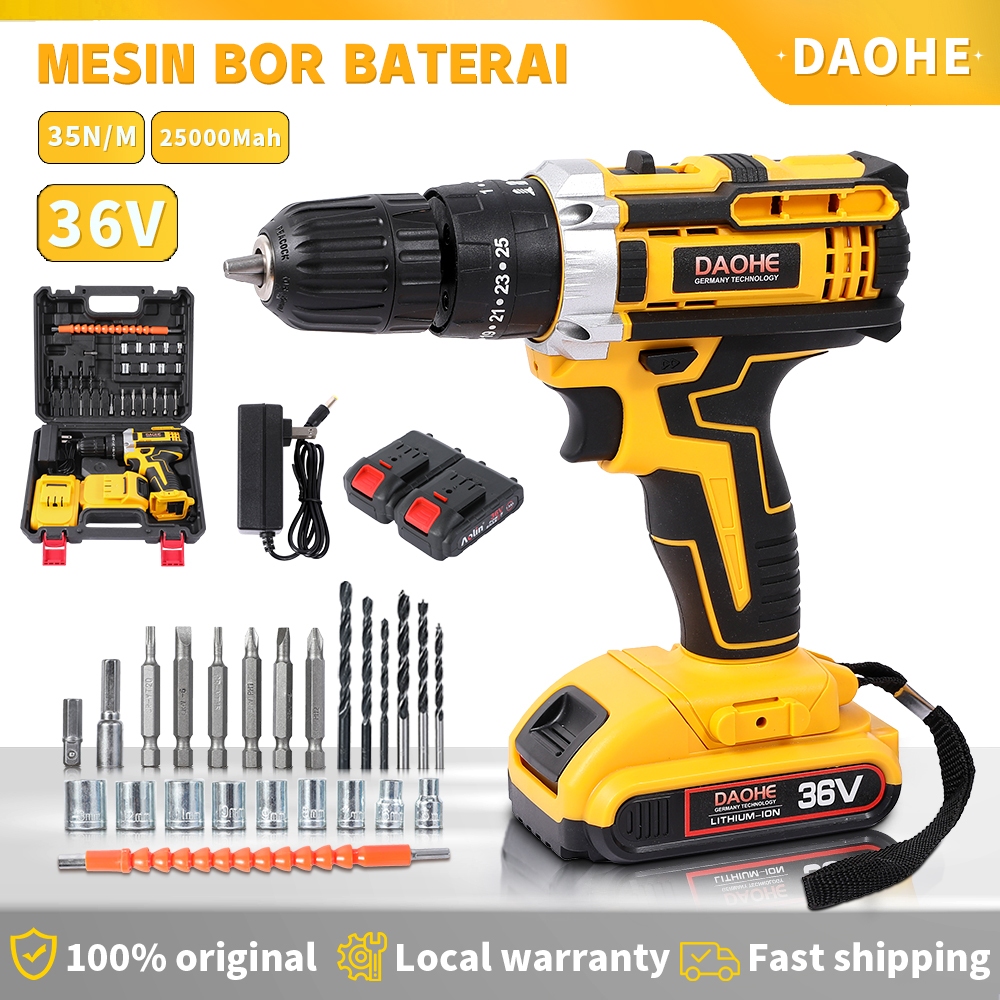 Jual DAOHE Bor Baterai cas 36VF 10mm tool Impact Bor Baterai bor tangan baterai komplit chuck ...