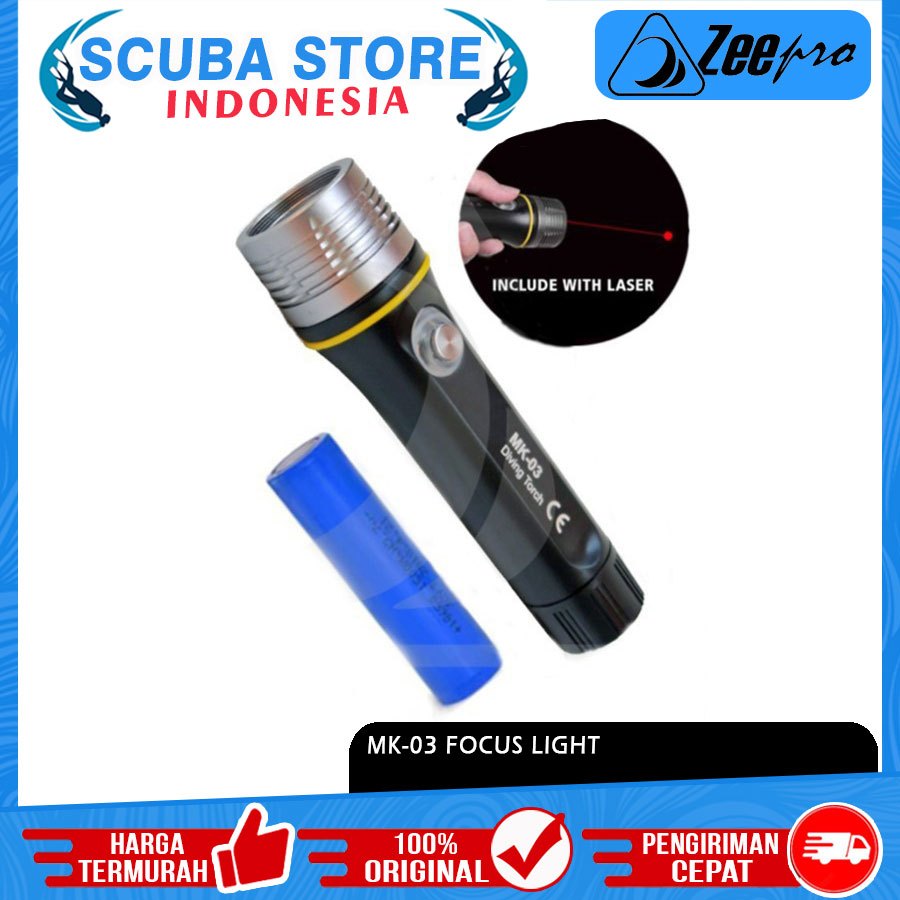 Jual Torch Diving Zeepro MK-03 Narrow Angle Laser Pointer 1000 Lumens Flashlight Underwater ...