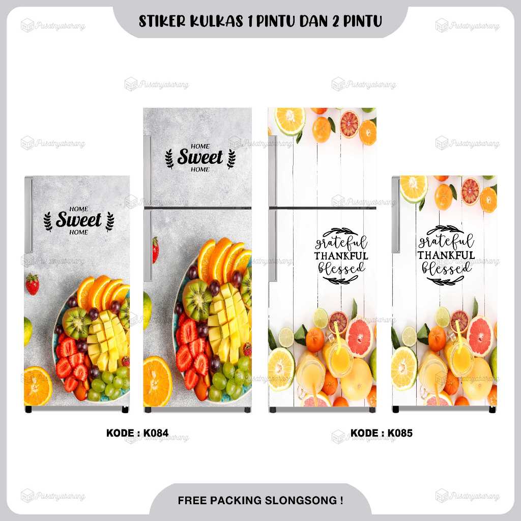 Jual Stiker Kulkas 1 Pintu dan Sticker kulkas 2 Pintu motif buah buahan ...