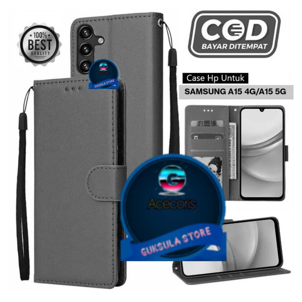 Jual LEATHER CASE FLIP UNTUK SAMSUNG GALAXY A15 4G/A15 5G -FLIP WALLET ...