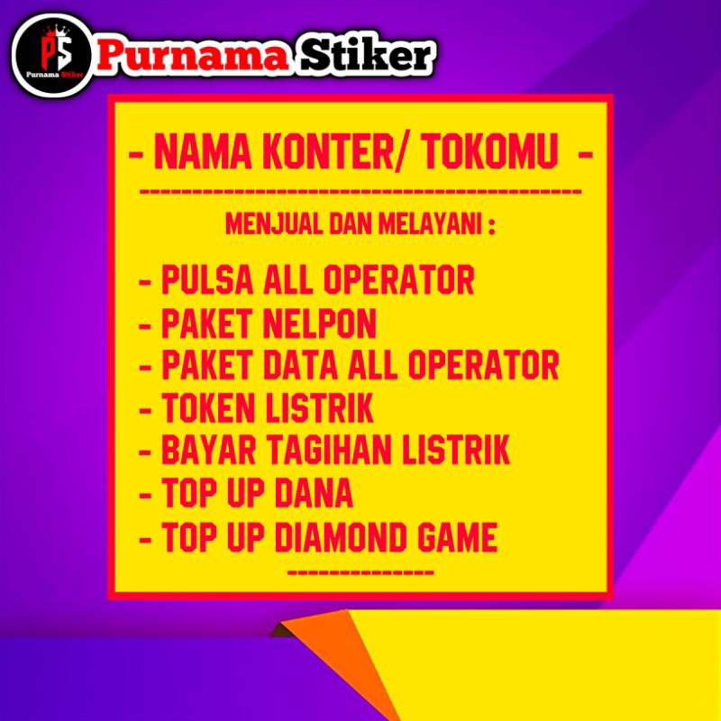 Jual stiker poster konter pulsa, toko,warung Berbahan cromo glossy ...
