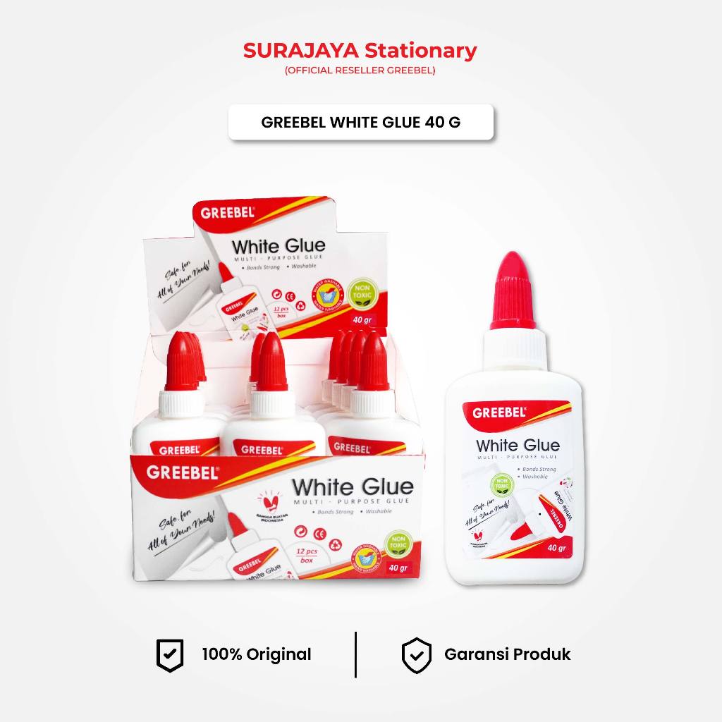 Jual Lem Putih / White Glue Greebel 40G (PCS) / Lem Kertas Aman untuk ...