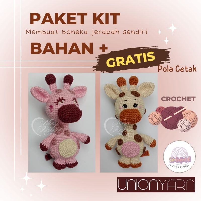 Jual Paket Merajut Amigurumi Set dan Free Pattern Standing Girrafe by ...