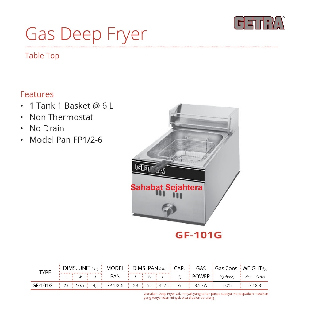 Jual GETRA Gas Deep Fryer GF-101G Penggorengan | Shopee Indonesia
