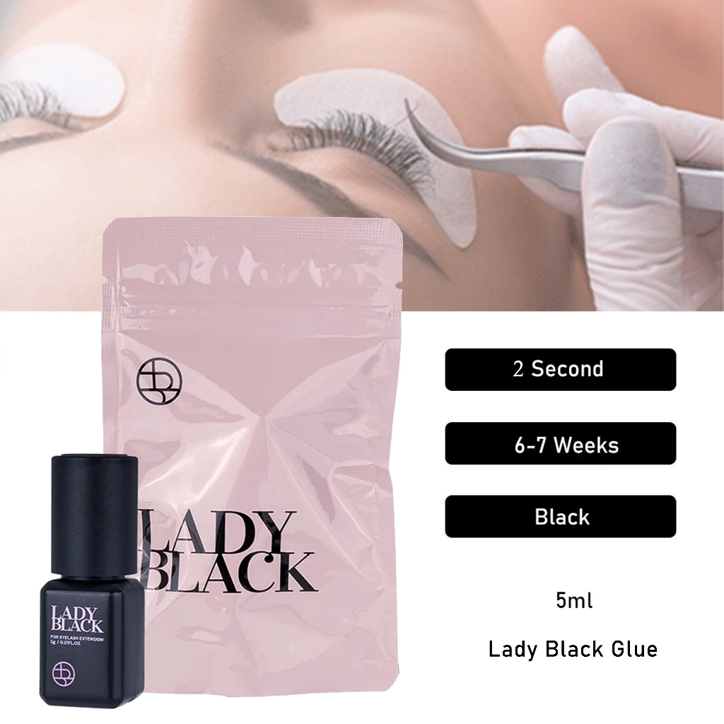 Jual ORIGINAL KOREA Lady black glue for eyelash extension with POUCH ...