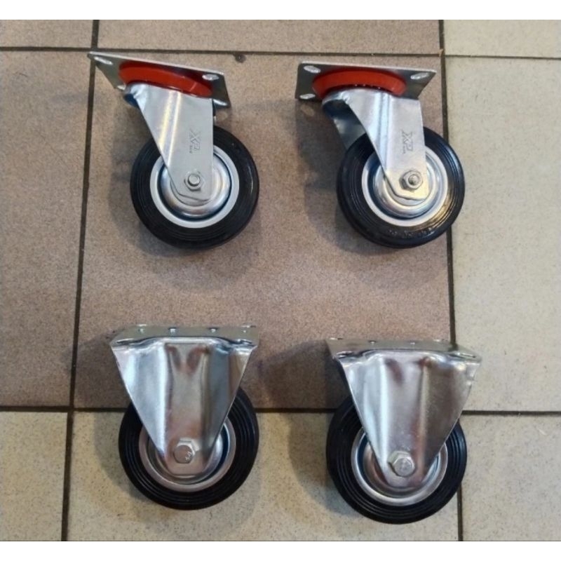 Jual Roda Etalase 4 inch / Roda Trolley / Roda Karet(2Hidup 2Mati ...