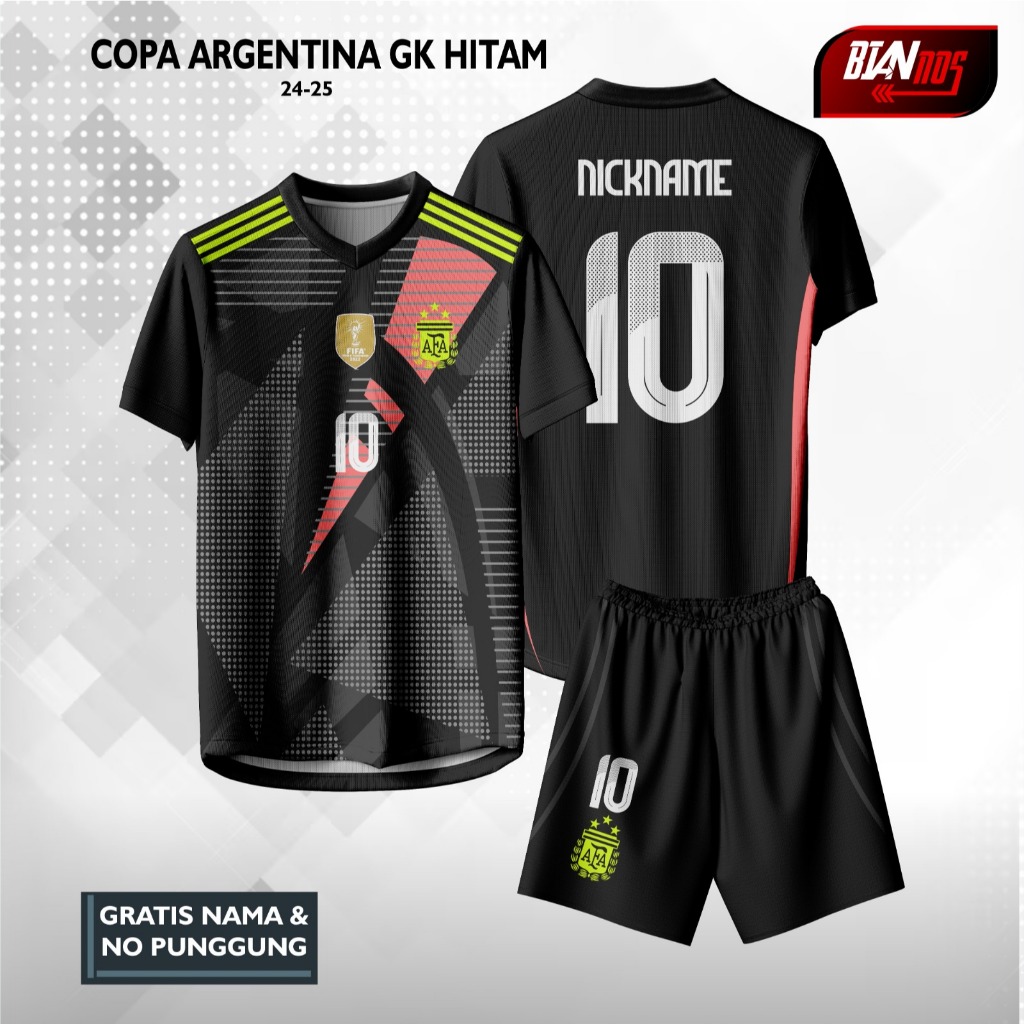 Jual JERSEY BOLA KIPER ARGENTINA HITAM TERBARU COPA AMERIKA 2024 FULL ...