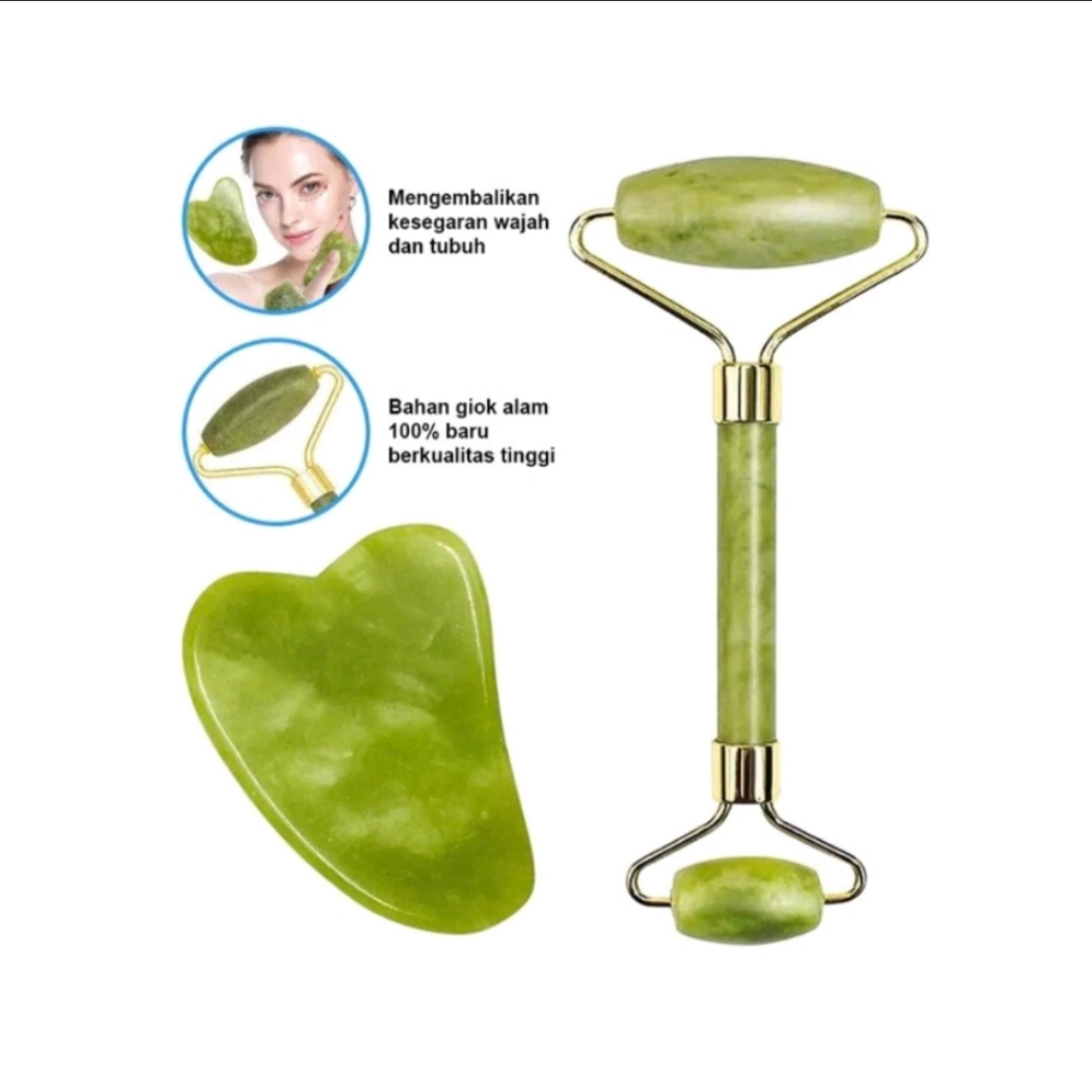 Jual ‼️READY‼️JADE ROLLER GUASHA ALAT PIJAT WAJAH FACIAL MASSAGER BATU ...