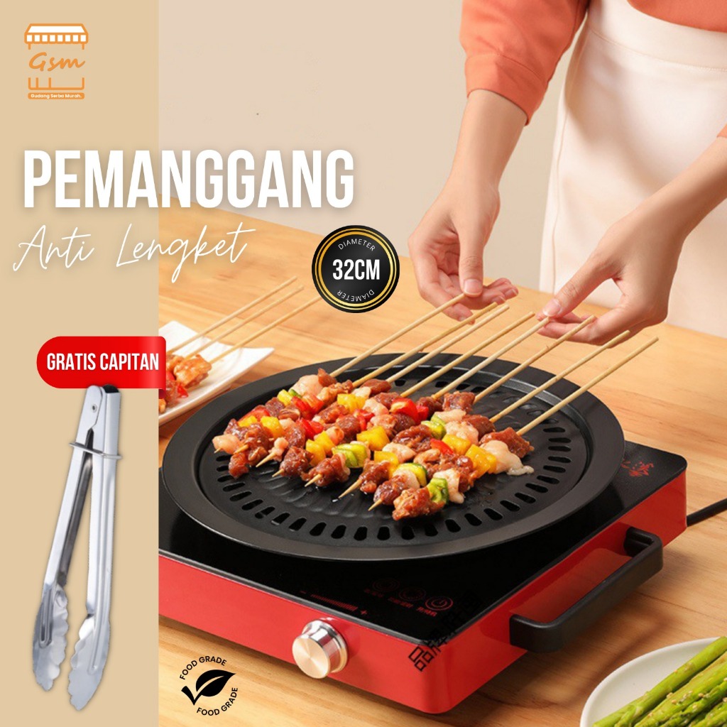 Jual GSM Panggangan BBQ Bulat 32Cm Ultra Grill Pan Drip Pan Plate Anti ...