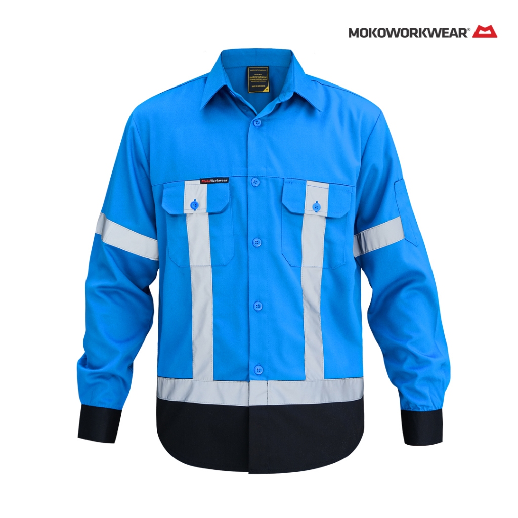 Jual MOKOWORKWEAR WEARPACK BAJU SAFETY LIGHT BLUE BLACK SCOTLITE ...