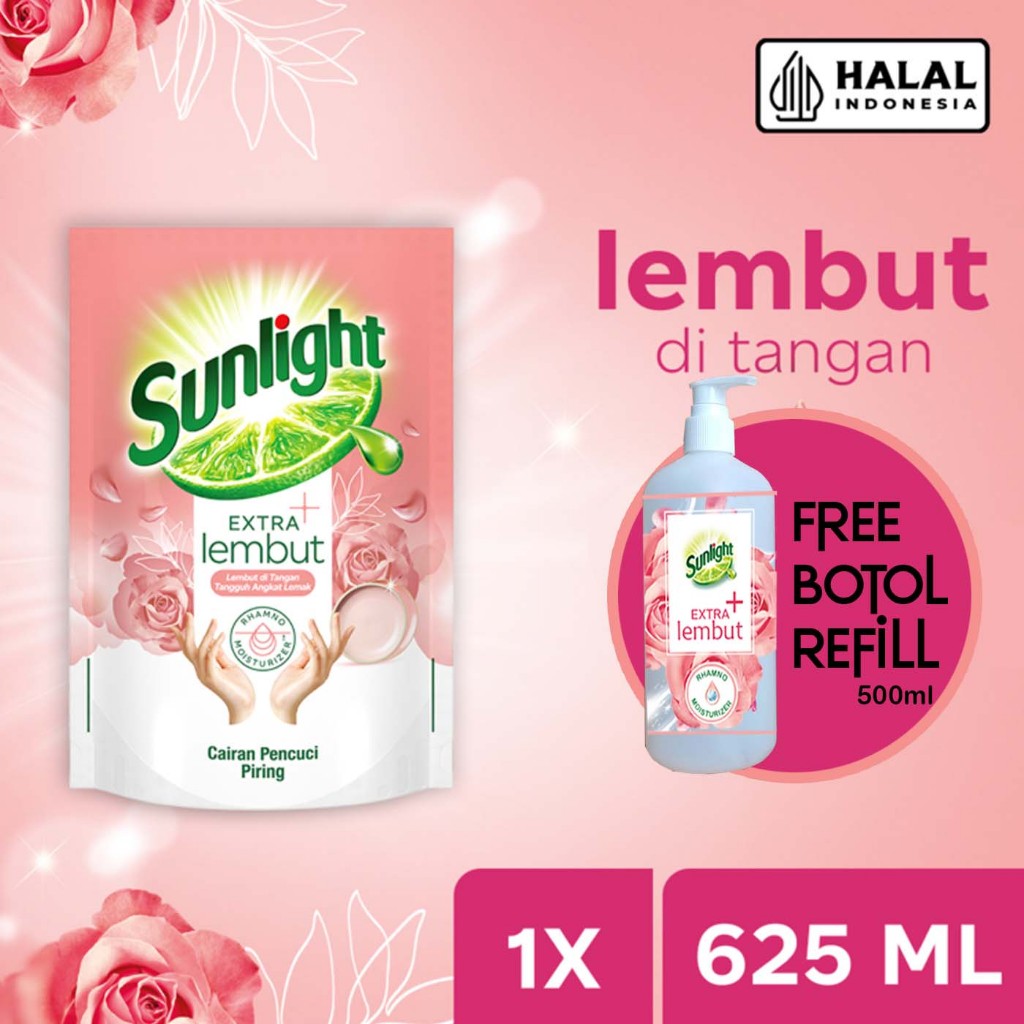 Jual 1 Pcs Sunlight Extra Lembut 650ml Free 1 Dishwashing Bottle ...
