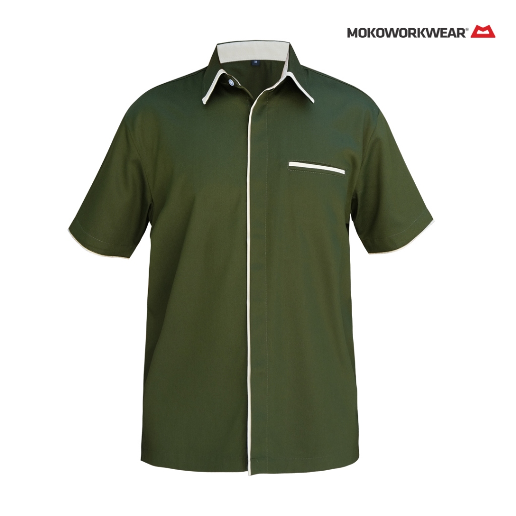 Jual WORKSHIRT KEMEJA BAJU SERAGAM KERJA HIJAU OLIVE KOMBINASI ...