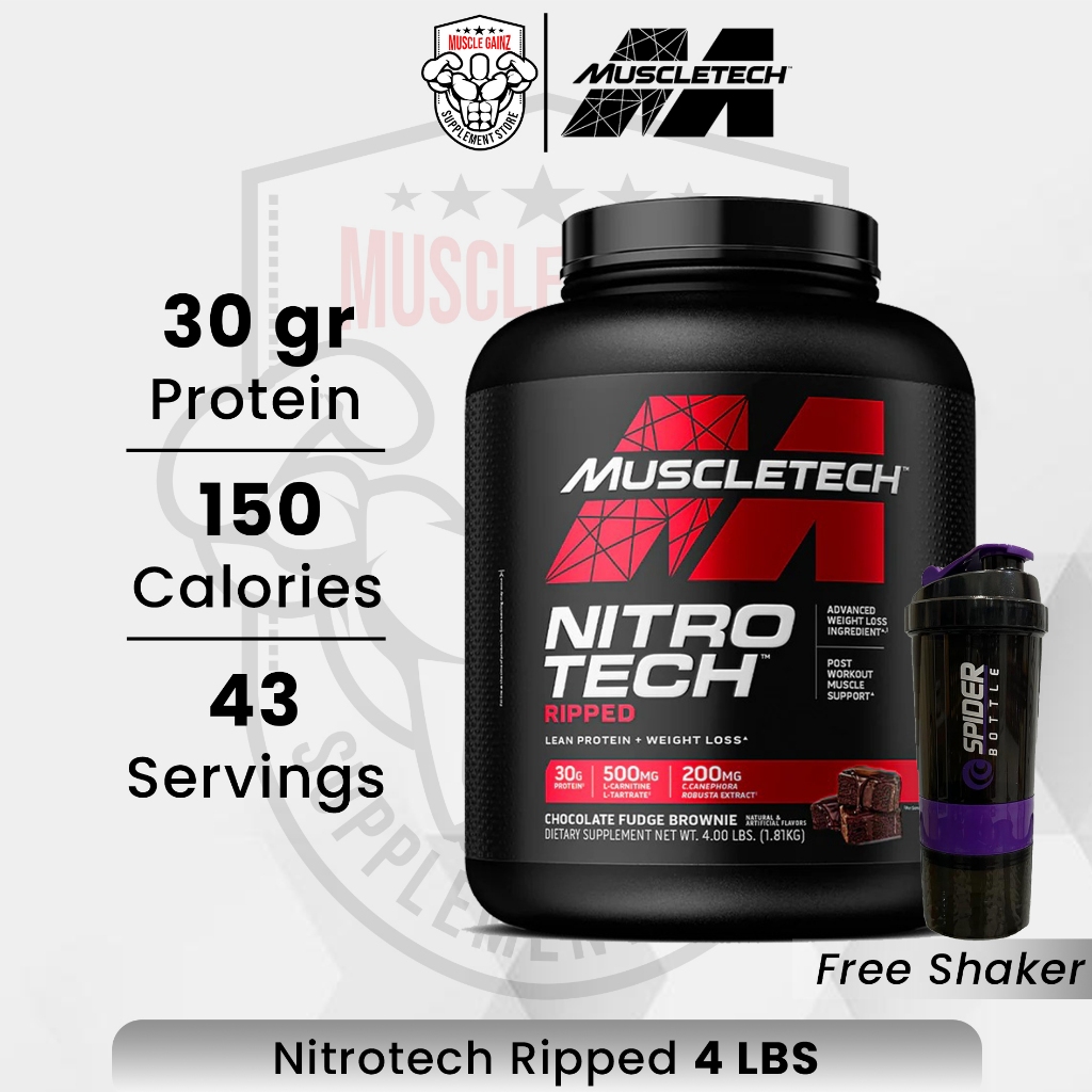 Jual Muscletech Nitrotech Ripped 4 Lbs Whey dengan Fatburn | Shopee ...