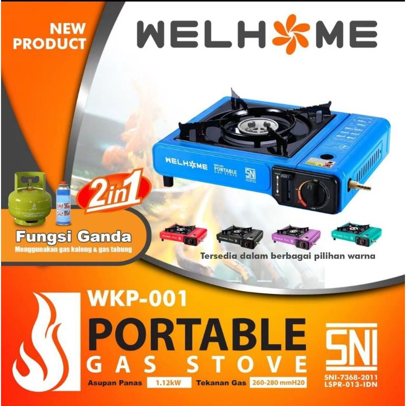 Jual Kompor Gas Portable Portabel Welhome 2 in 1 Gas LPG / Gas kaleng ...