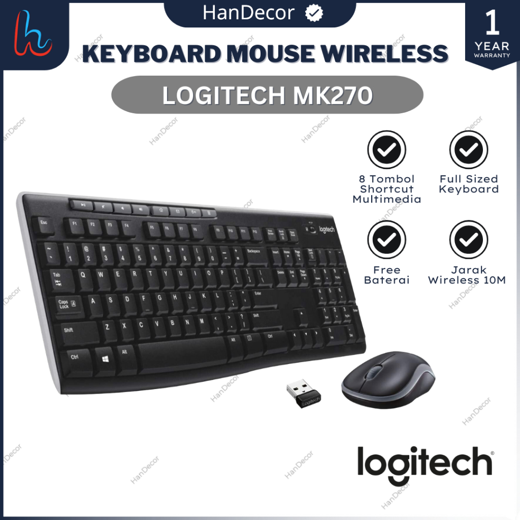 Jual LOGITECH MK270 KEYBOARD + MOUSE WIRELESS BUNDLE COMBO LOGITECH MK270 | Shopee Indonesia