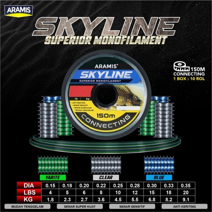Jual Senar Aramis Skyline Senar Pancing Nilon Nylon Connecting 150 ...
