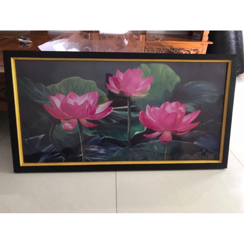 Jual hiasan dinding plus bingkai gambar bunga cantik ukuran 100x50cm ...