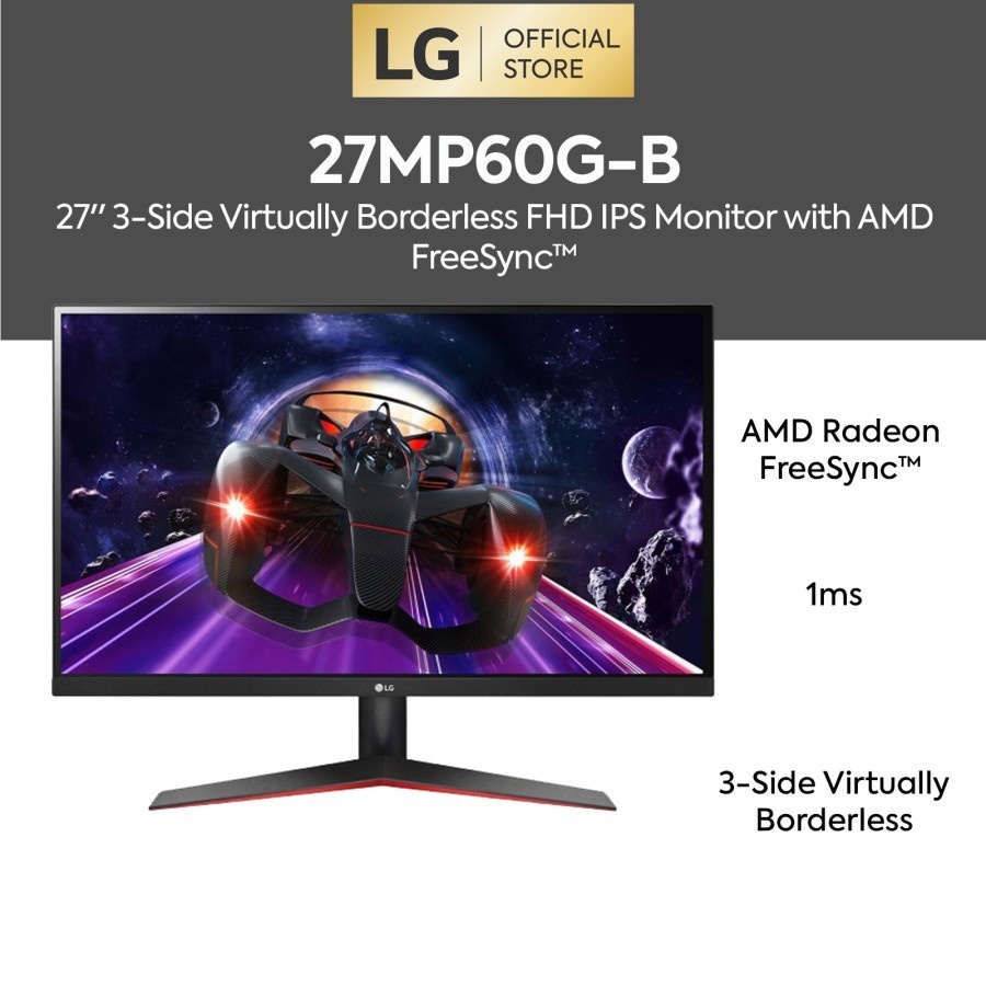 Jual LG Monitor 27 INCH 27MP60G-B Gaming FHD IPS 75hz Freesync | Shopee ...
