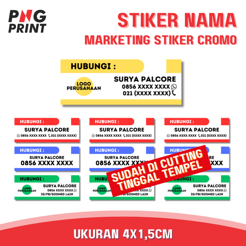 Jual Cetak/Custom Sticker Full Colour Stiker Label Nama Untuk Marketing ...