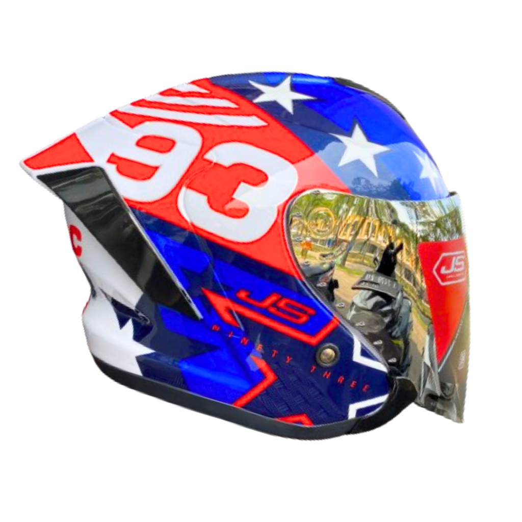 Jual Helm JS Armor Half Face Motif MARC MARQUEZ SNI | Shopee Indonesia