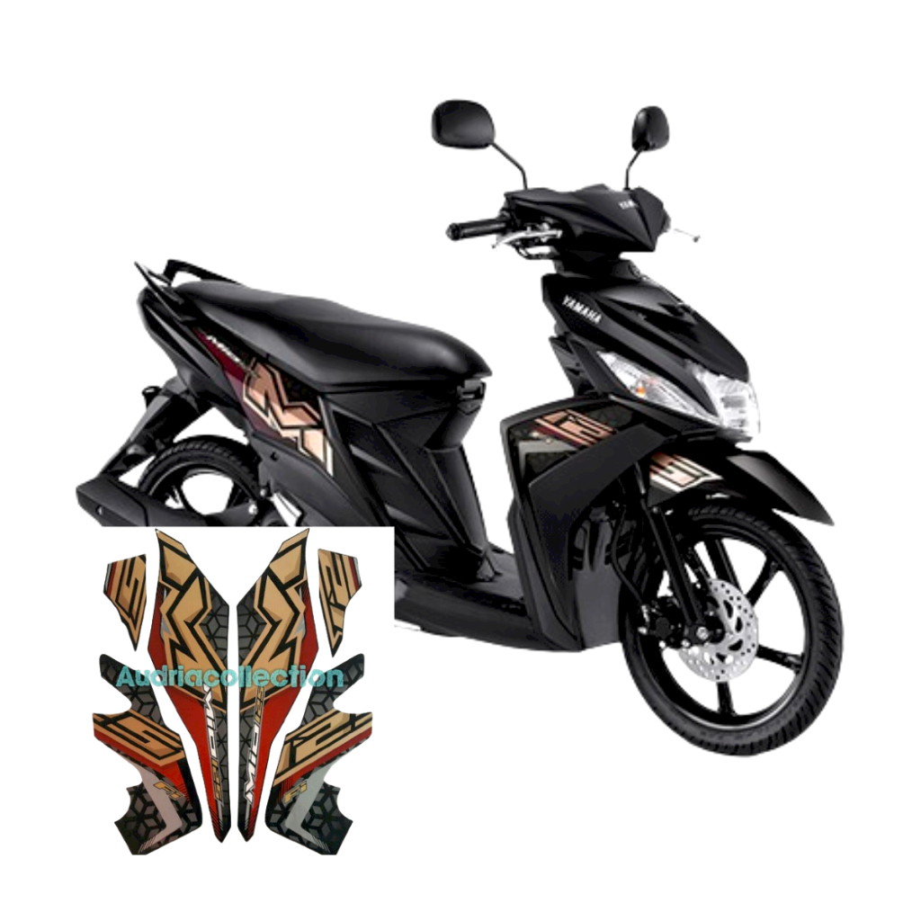 Jual Stiker Striping Motor Yamaha Mio M3 125 fi 2024 full hitam ...