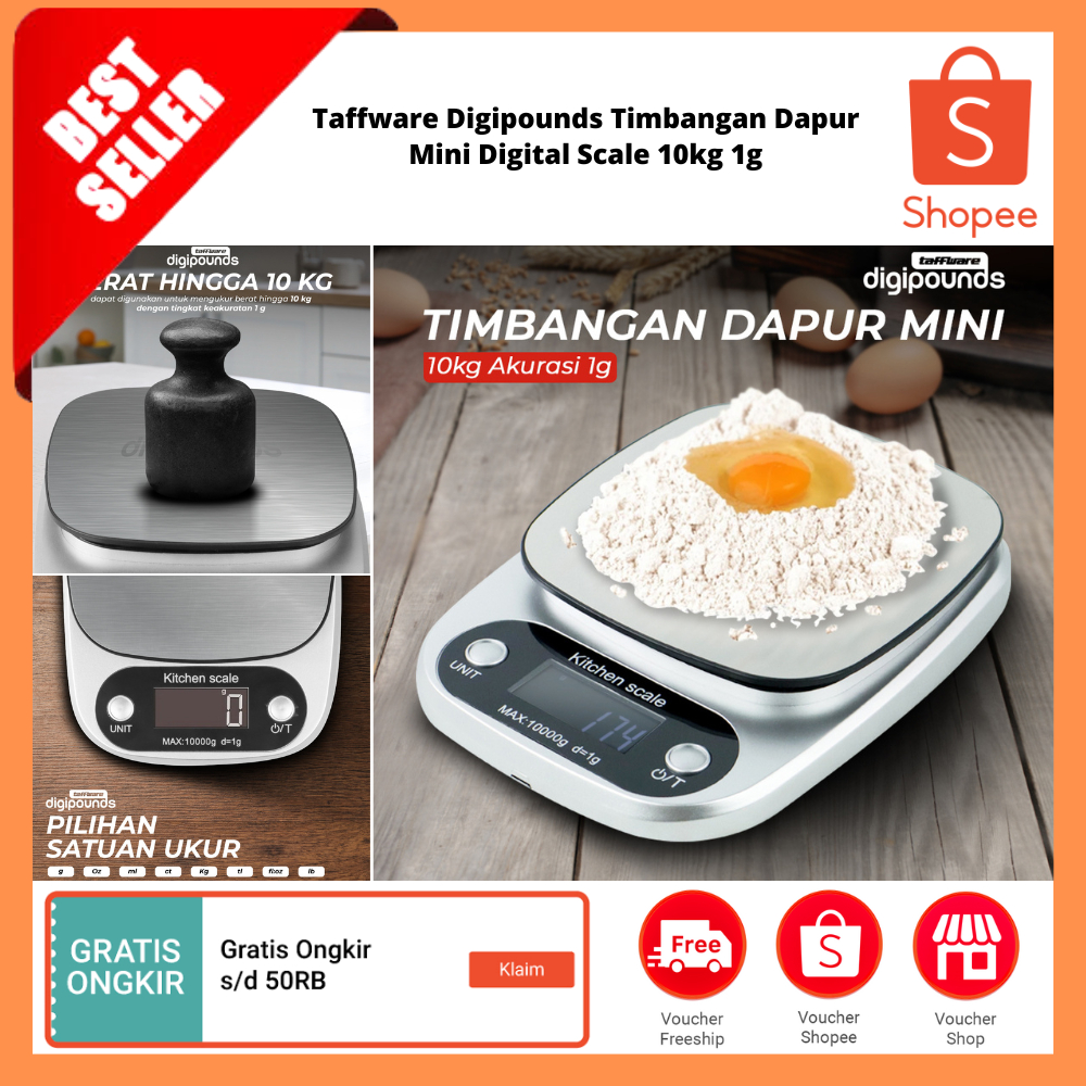 Jual Digipounds Timbangan Dapur Mini Digital Scale 10kg 1g / Alat Ukur ...