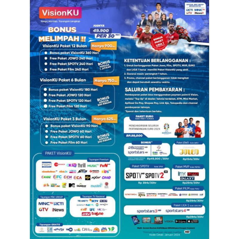 Jual Paket Visionku K-Vision Bromo C2000 Satelit Measat Ku Band Kvision 30 hari | Shopee Indonesia