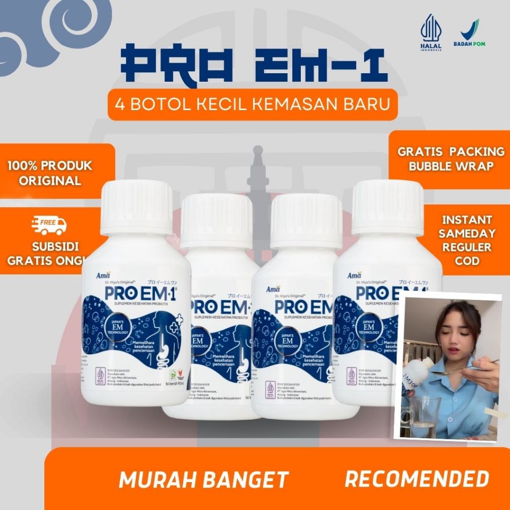 Jual PRO EM-1 Probiotik Original Murah, 4 Botol kecil (@90ml), ED ...