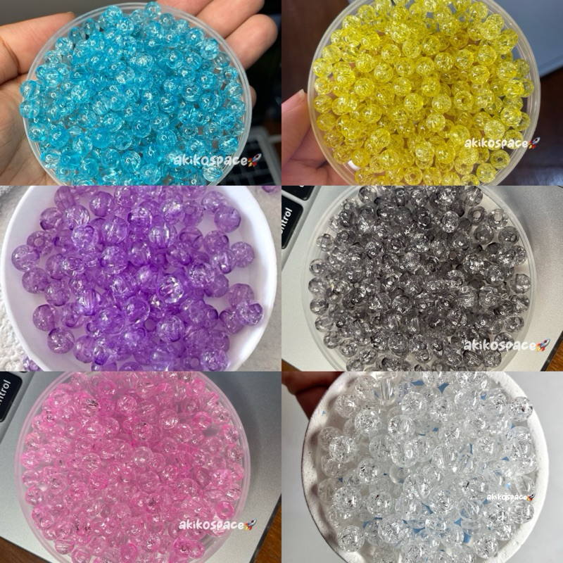 Jual Manik Bulat Corak Retak Manik Ice Bola Kaca 6mm 10gr | Shopee ...