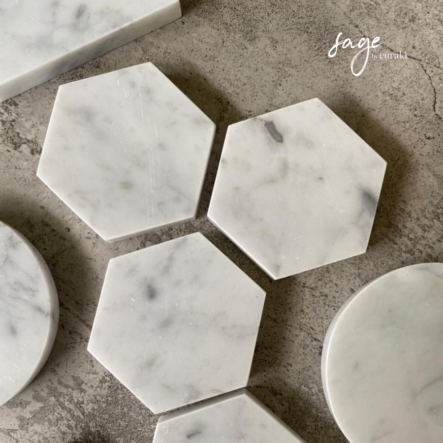 Jual NORA Coaster (Marble - White Carrara) | Shopee Indonesia