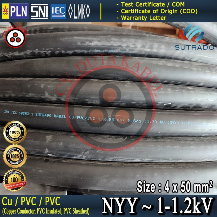 Jual Kabel NYY 4x50 mm2 SUTRADO /4 x 50 mm2/4x50mm2/4x50 mm/4x50mm ...
