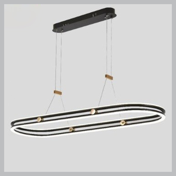 Jual lampu hias gantung led linear besi aluminium acrylic warna hitam ...