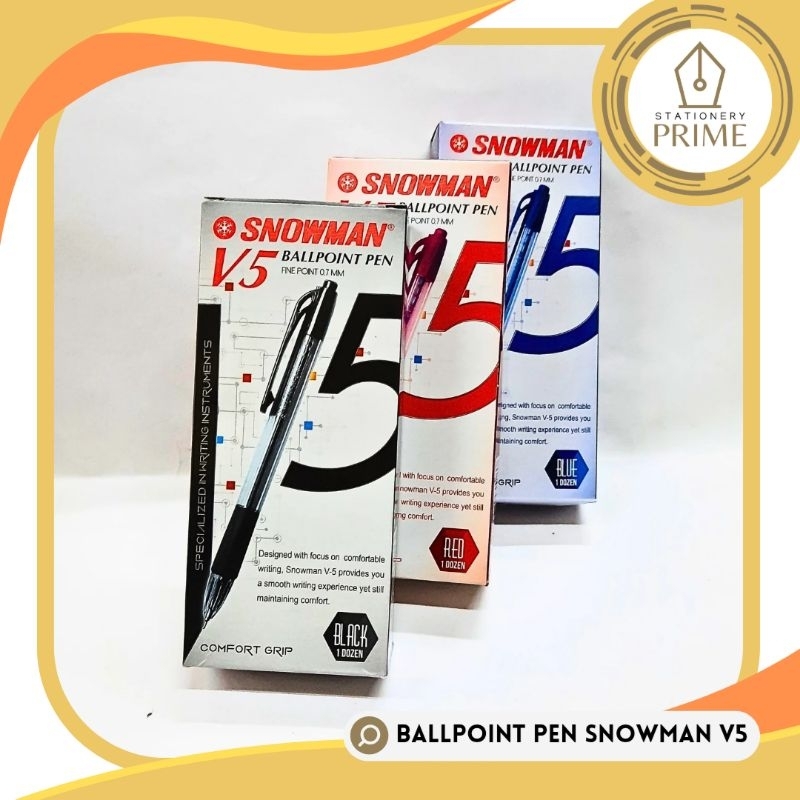 Jual BALLPOINT PEN SNOWMAN V5 0.7mm ( isi 12 pcs ) | Shopee Indonesia