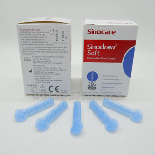 Jual Sinocare Sinodraw Blood Lancet 28G isi 50 pcs Soft Twist Jarum ...