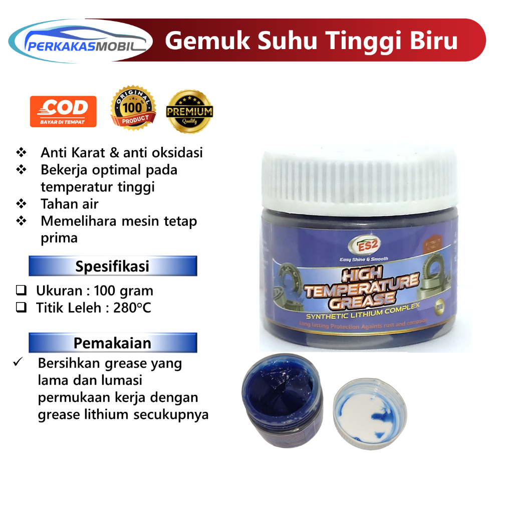Jual Stempet Gemuk Suhu Tinggi ES2 High Temp Grease 280℃ Biru 100gram ...