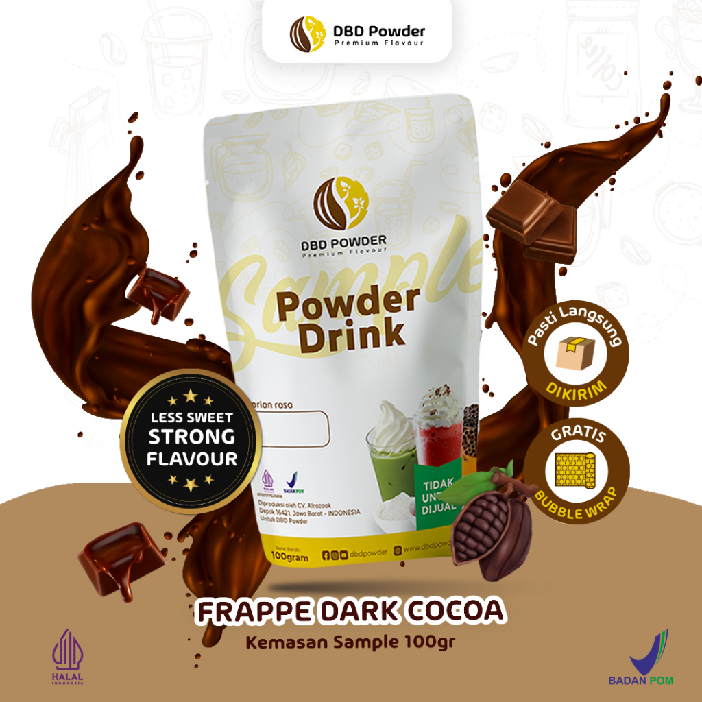 Jual Sample Bubuk Minuman Frappe Dark Cocoa - Sample Powder Frappe Dark ...