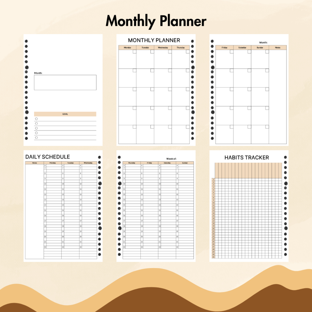 Jual Monthly Weekly Daily Planner Loose Leaf Isi Binder A5 B5 | Shopee ...