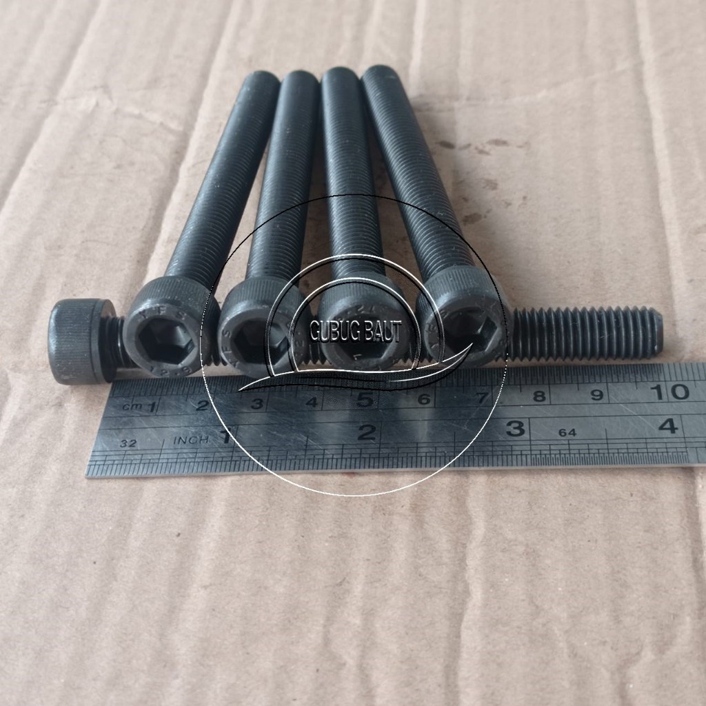 Jual BAUT L M8X100 BAJA M8 X 100 HITAM PANJANG 10CM KUNCI L6 L 6 HEX HEAD SOCKET SCREW FULL DRAT ...