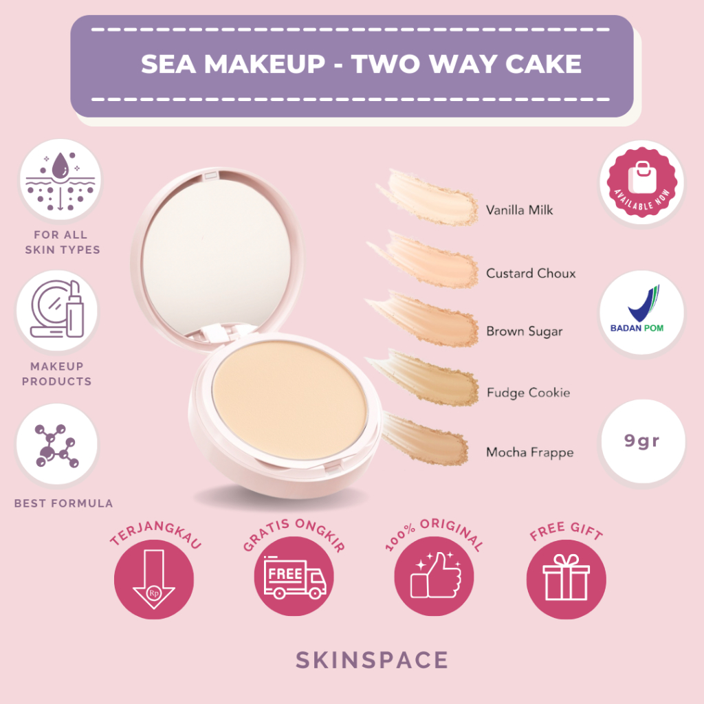 Jual SEA MAKEUP Acne Cover & Smooth Two Way Cake / Bedak Untuk Kulit ...