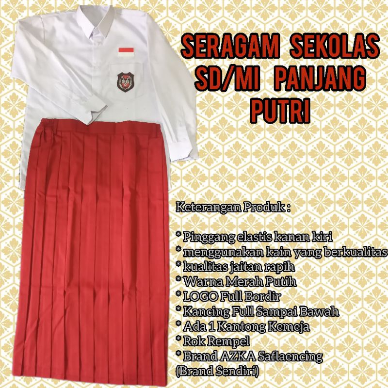 Jual Setagam sekolah merah putih #REMPEL PAJANG#LOGO BRDIR#AZKA ...