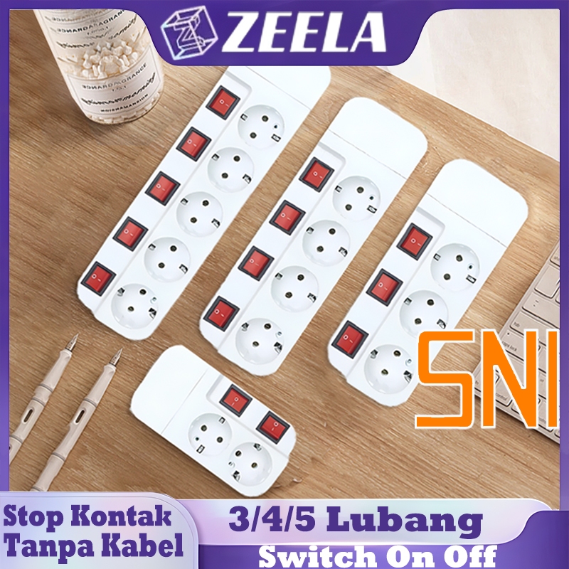 Jual Stop Kontak Tanpa Kabel 3/ 4/ 5 Lubang Switch On Off Masing-Masing ...
