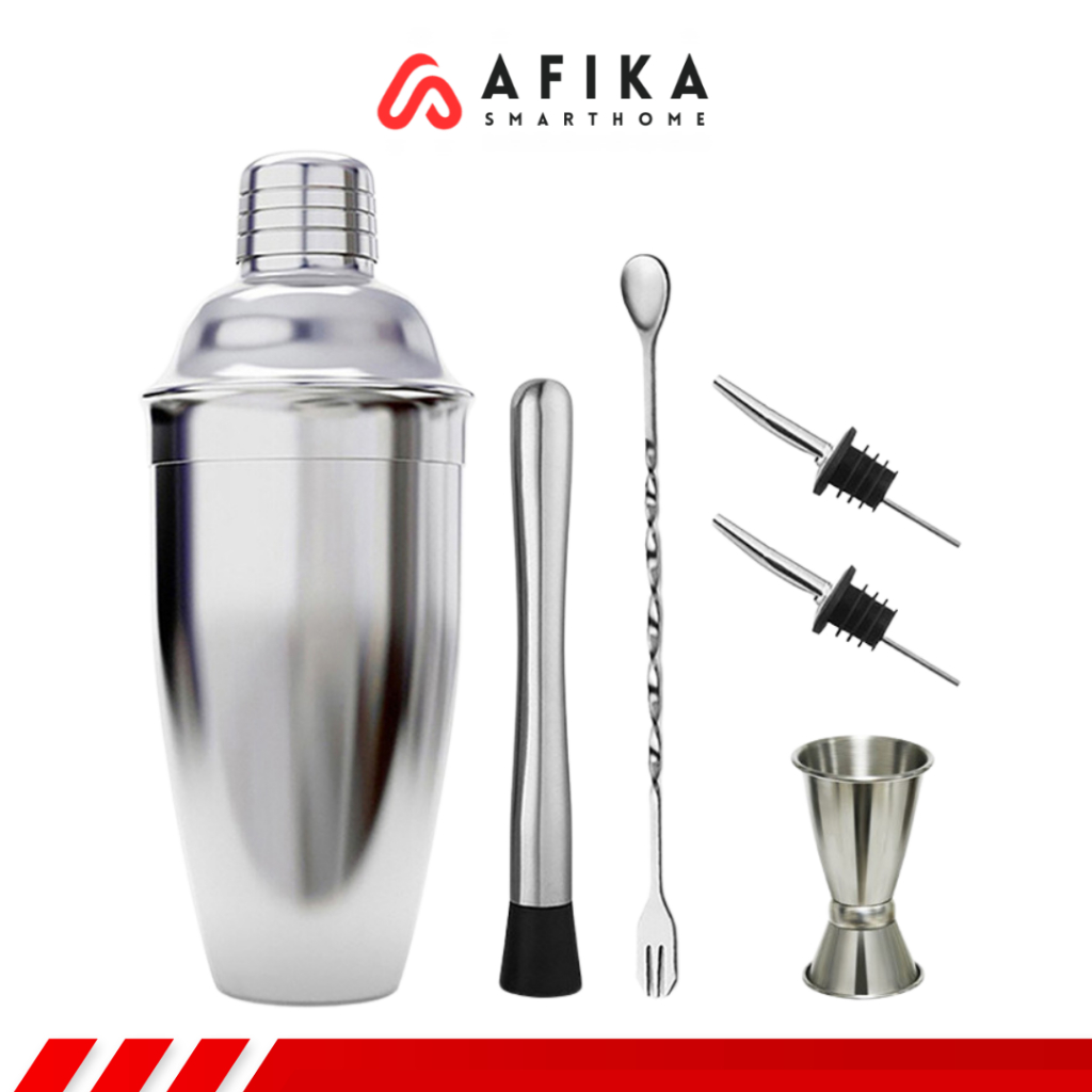 Jual Bartender Cocktail 6 in 1 Shaker igger Bar Spoon 750ml | Shopee ...