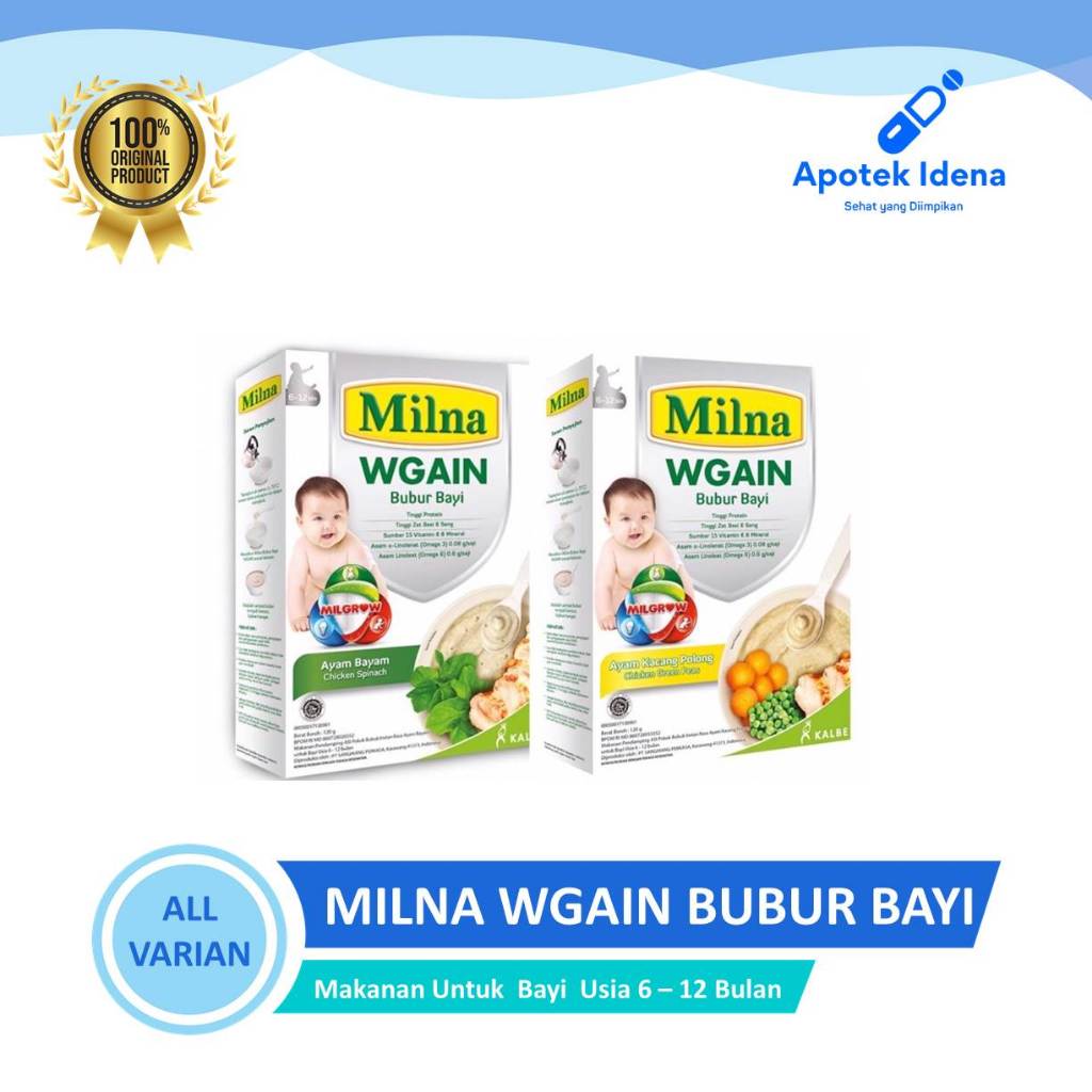 Jual MILNA WGAIN BUBUR BAYI 120 GRAM 6-12 Bulan / Ayam Bayam / Kacang ...